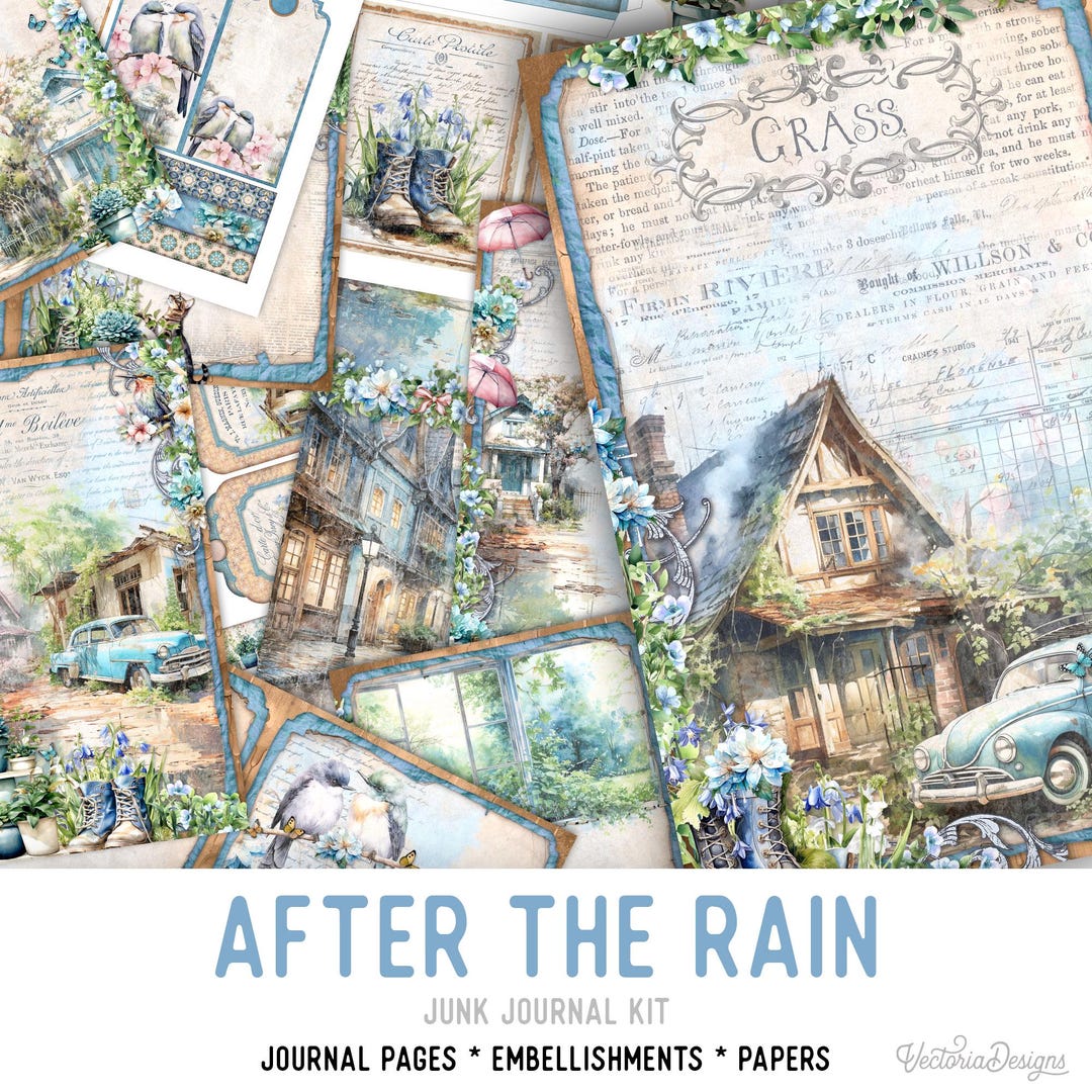 After the Rain Junk Journal Kit, Rain Printable Junk Journal Kit Rain ...