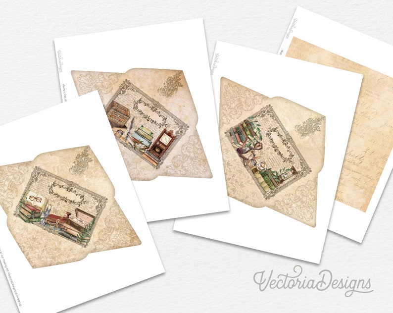 Books Envelopes Printable Envelope Vintage Books - Etsy