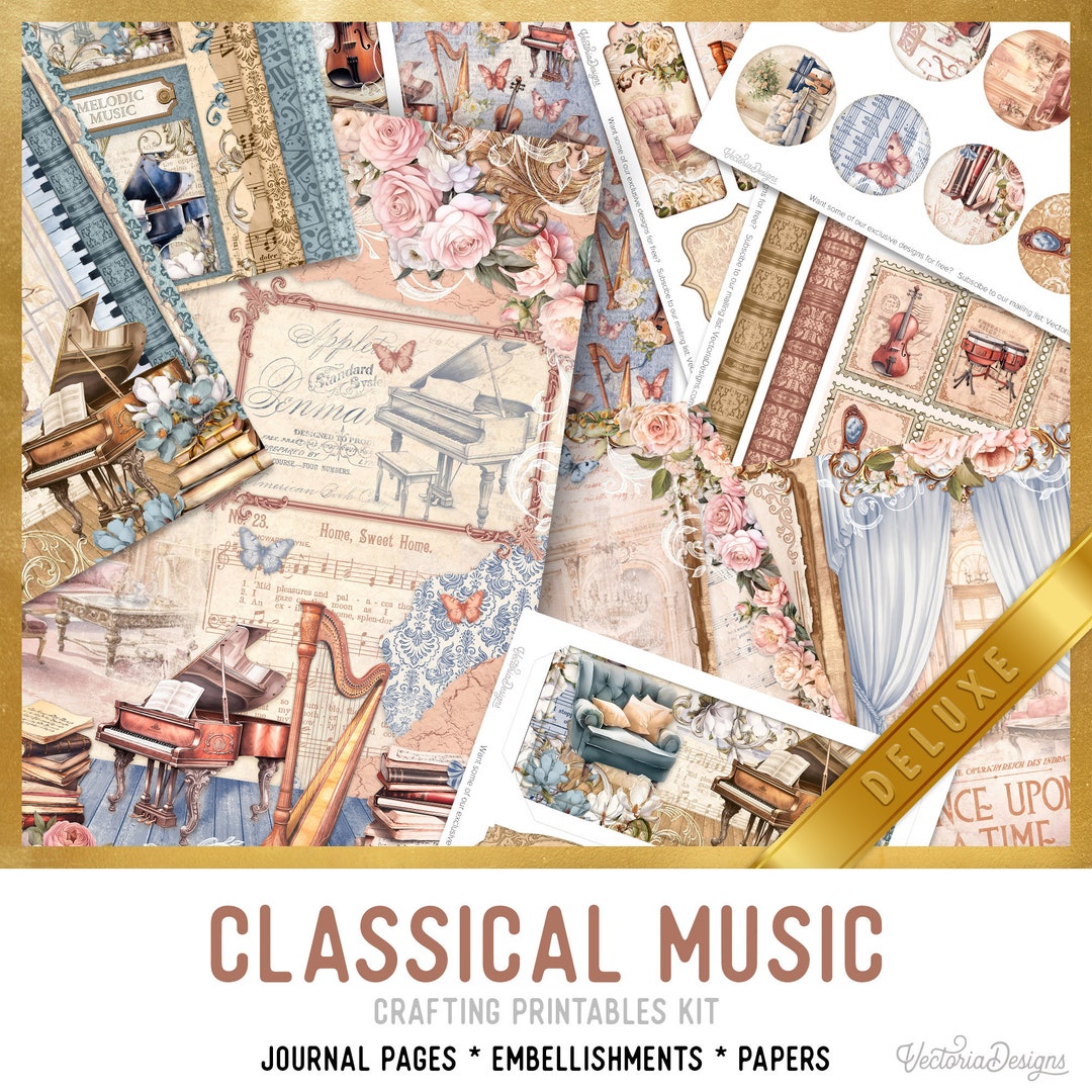 Classical Music Junk Journal Kit DELUXE, Music Crafting Printables Kit ...