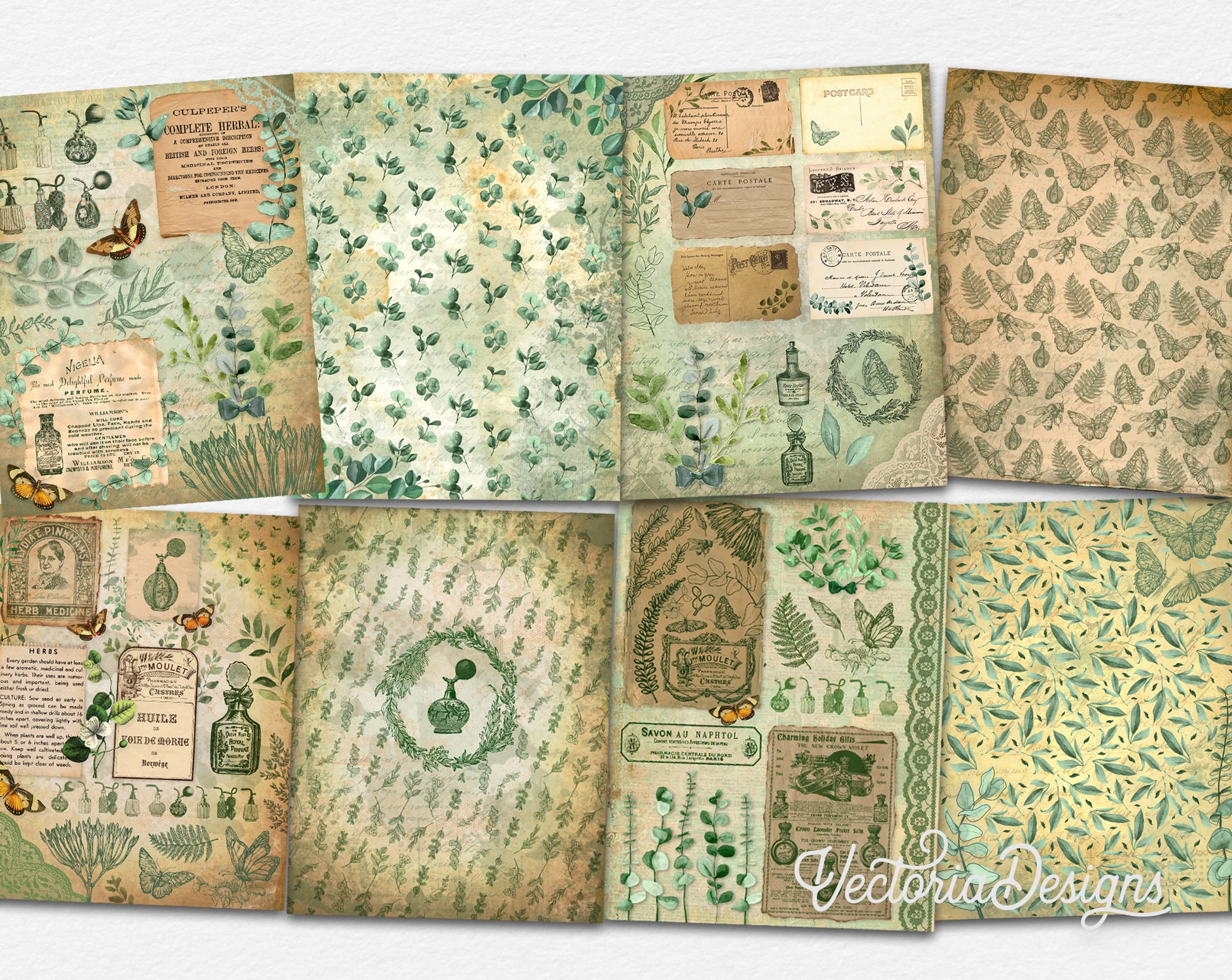 Fragrant Eucalyptus Paper Pack, Decorative Paper, Printable Paper Pack ...