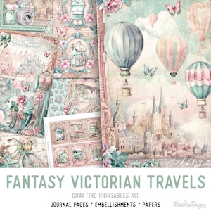 Fantasy Victorian Travels Junk Journal Kit, Victorian Crafting ...
