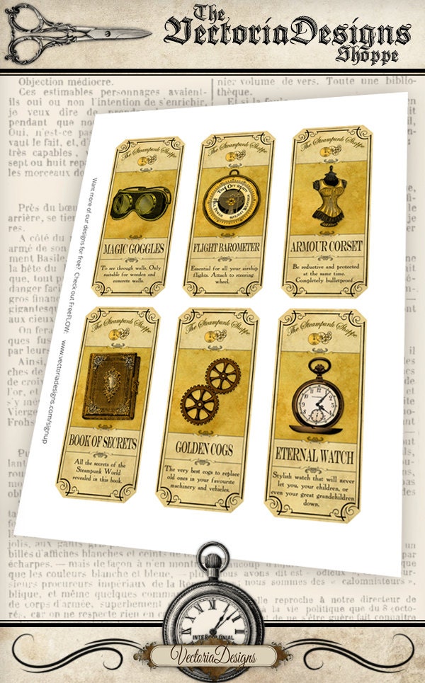 Steampunk Shoppe Labels Printable Apothecary Labels Paper - Etsy
