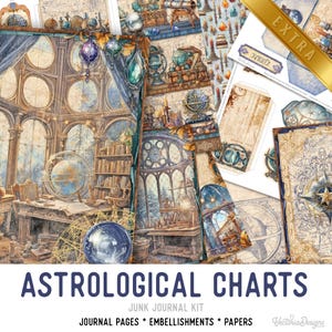Moon & Stars Junk Journal Kit DELUXE, Zodiac Crafting Printables Kit ...