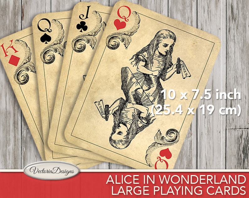 Large Alice In Wonderland Playing Cards Alice In Wonderland | Etsy