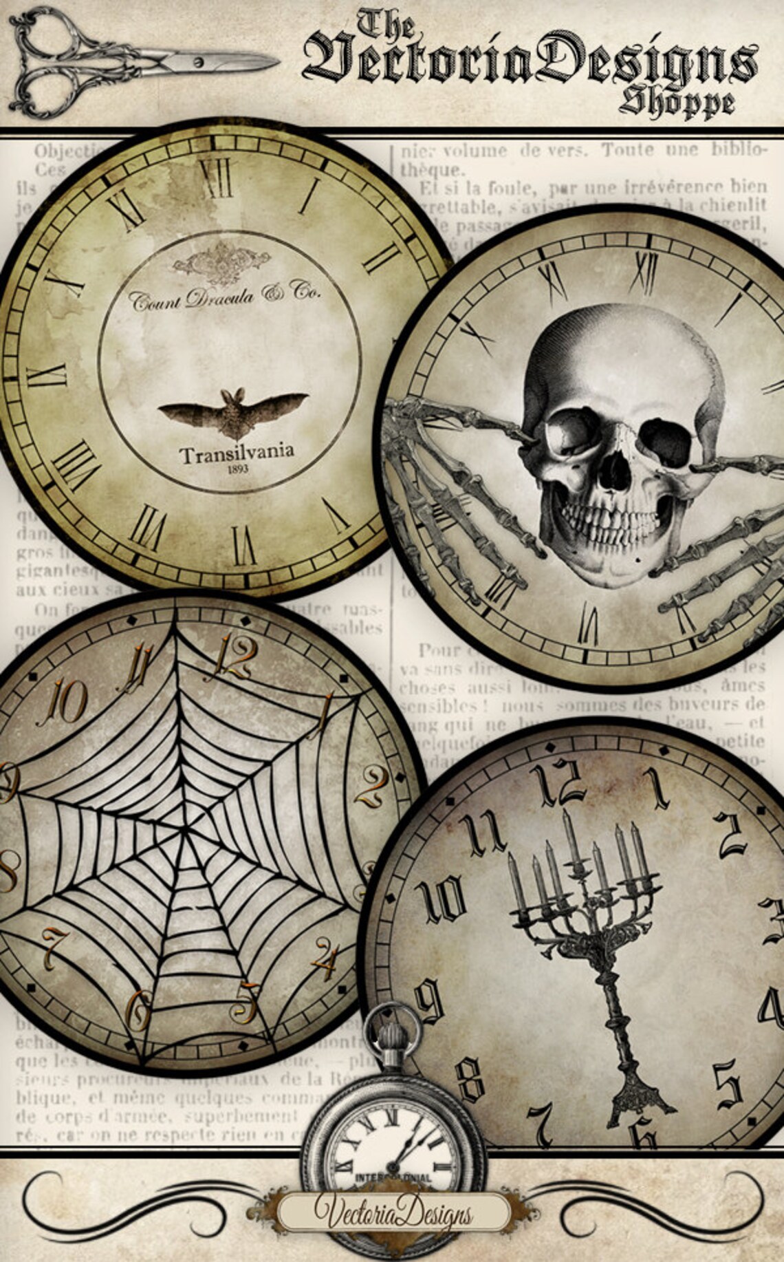 Halloween Clocks Halloween Skull Decor Halloween Printables - Etsy