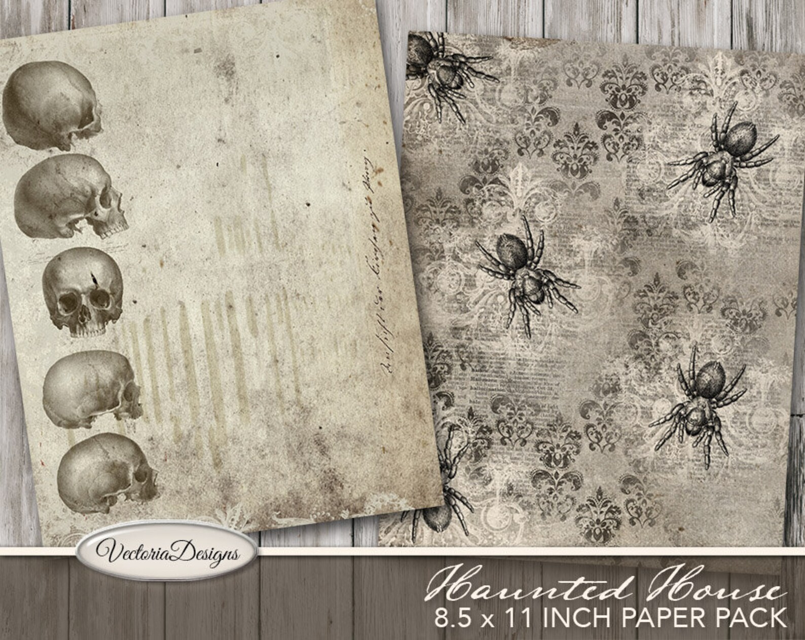 Haunted House Paper Pack Halloween Paper Skull Wallpaper - Etsy