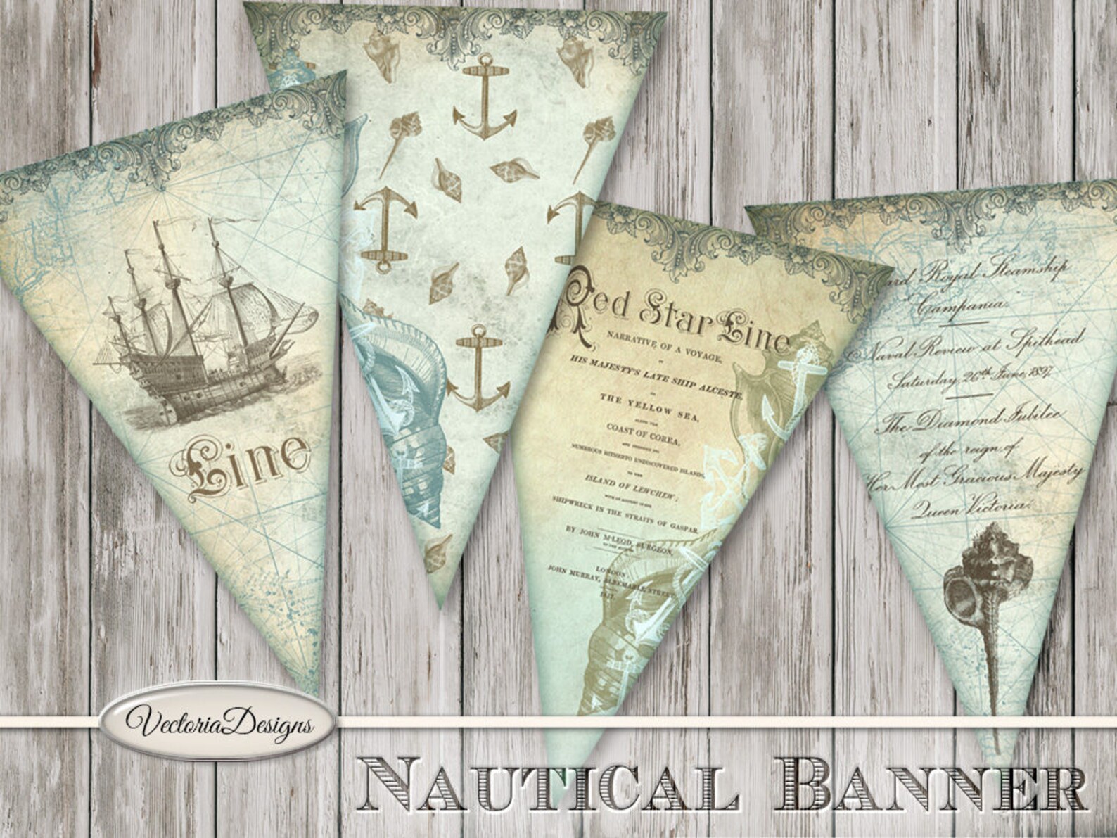Printable Nautical Banner Bunting Printable Party Banner Ship - Etsy