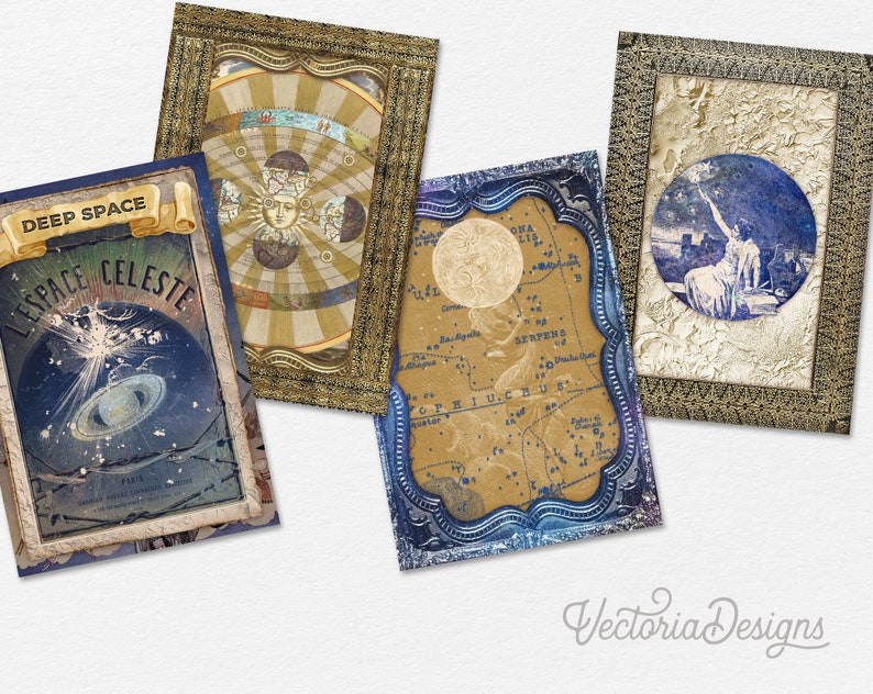 Celestial Cards, Printable Cards, Astrology Cards, Junk Journal ...