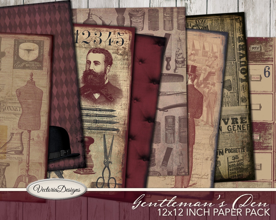 Gentleman's Den Paper Pack 12x12 Inch Paper Digital Scrapbooking Paper ...