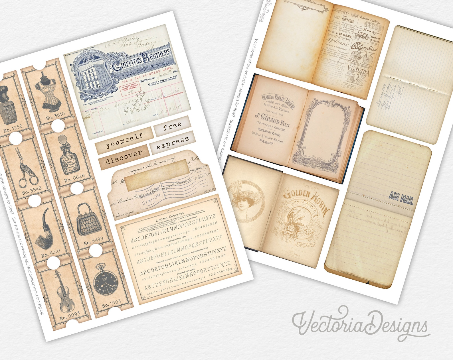 Old Books & Papers Embellishment Sheets Junk Journal - Etsy