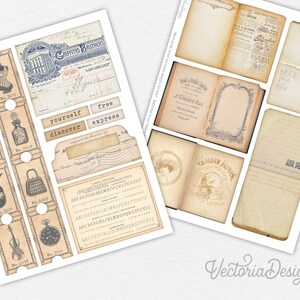 Old Books & Papers Embellishment Sheets, Junk Journal Printable ...