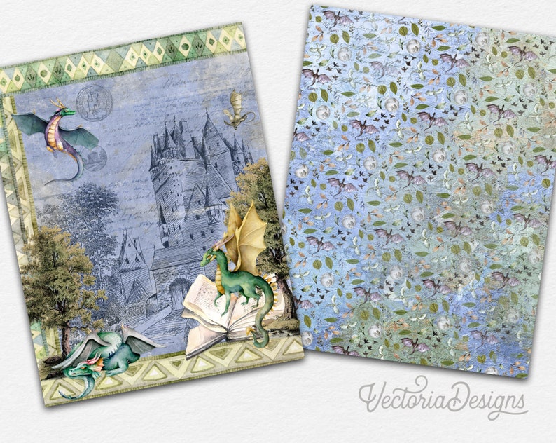 Cute Dragons Paper Pack Dragon Papers Printable Dragon - Etsy Australia