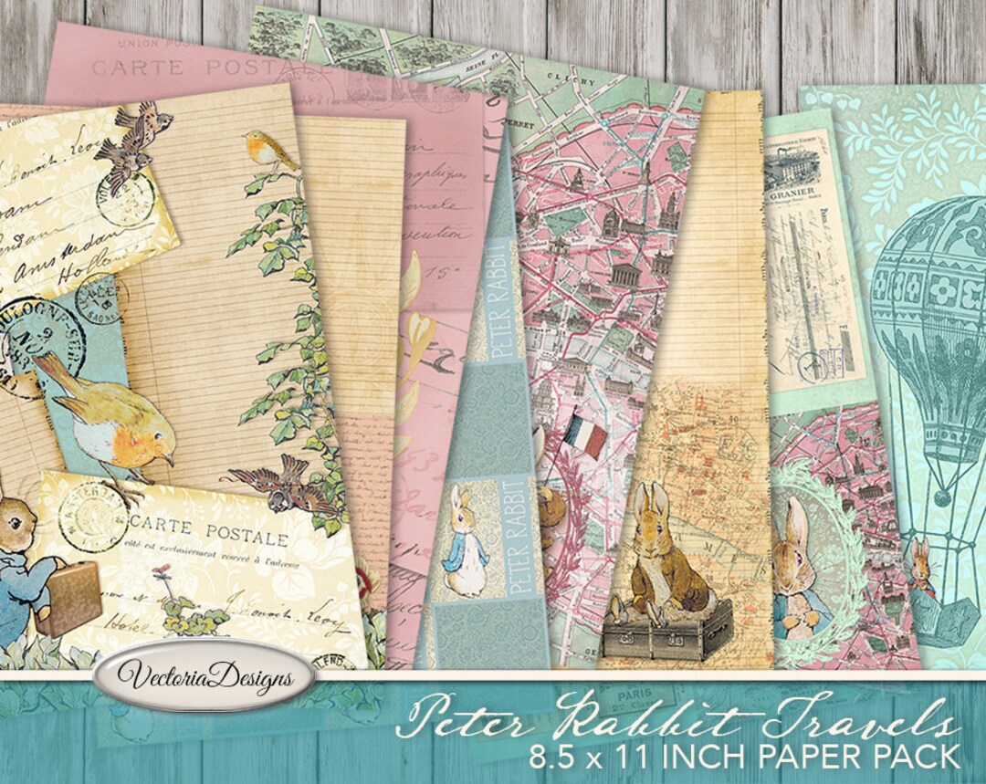 Peter Rabbit Travel Paper Pack, Digital Paper Pack, Beatrix Potter ...