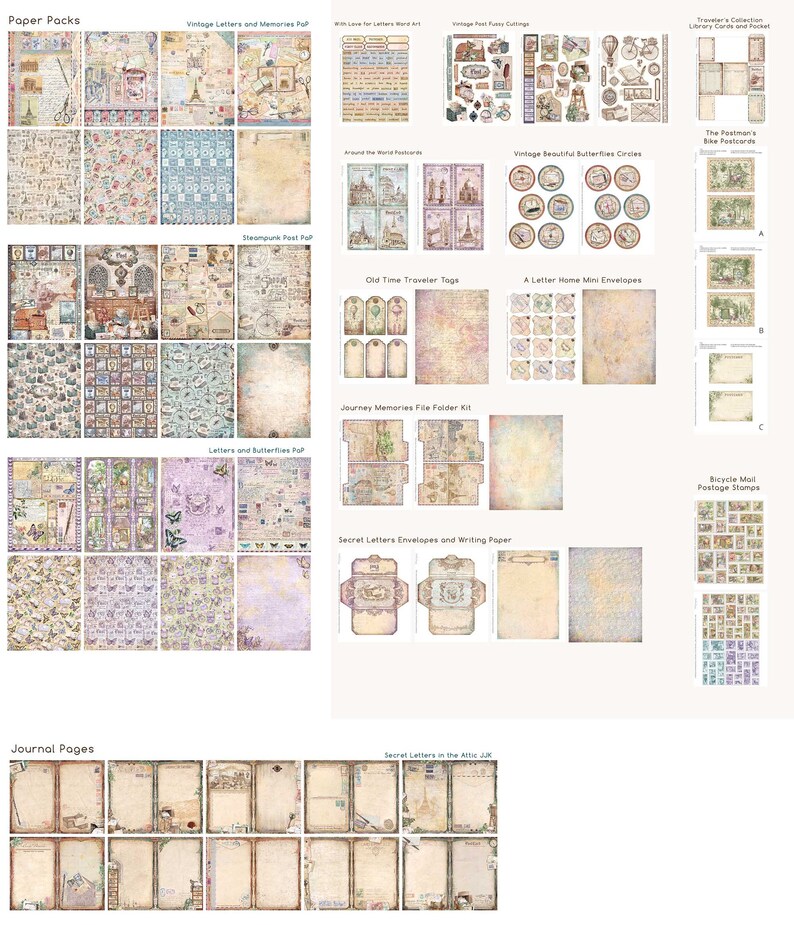 Vintage Post & Letters MEGA Crafting Bundle, Postage Printables ...