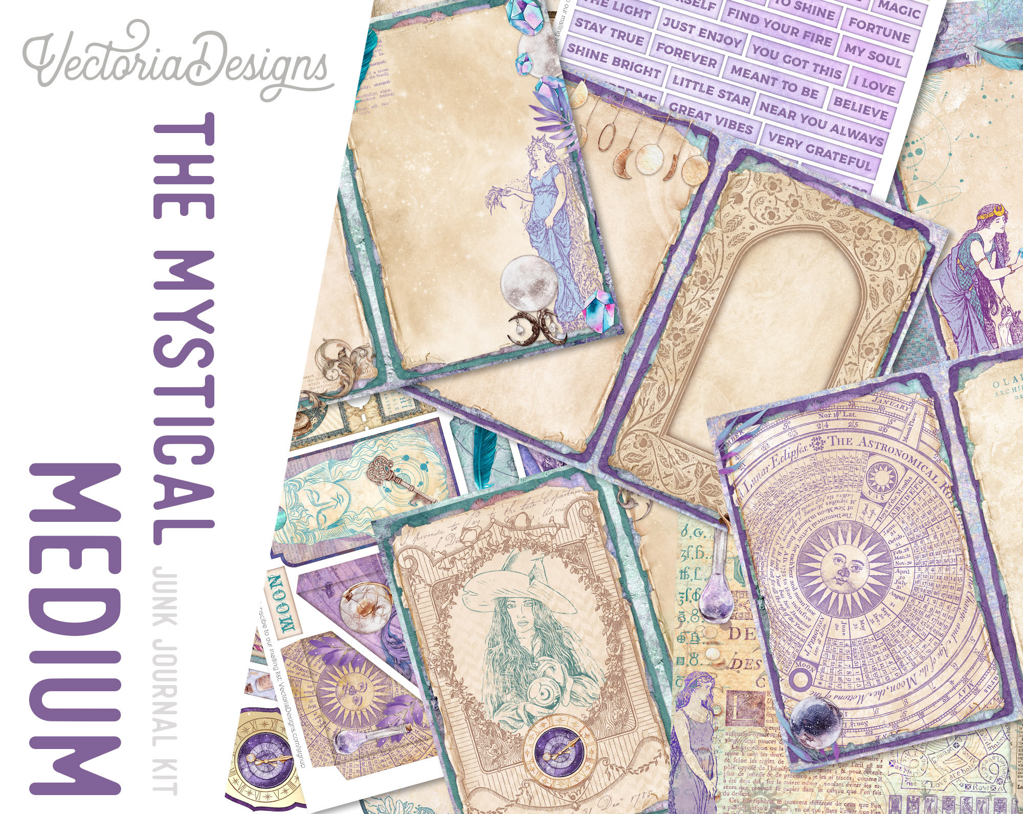 The Mystical Medium Junk Journal Kit, Fortune Teller, Tarot Junk ...