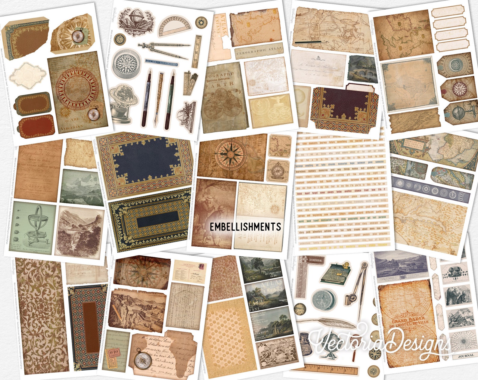 Cartographer's Journal Crafting Printables Kit Vintage - Etsy