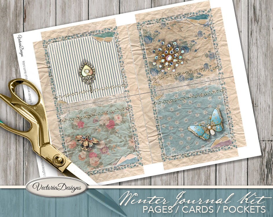 Winter Junk Journal Kit, Printable Journal, Diy Kit, Digital Paper ...