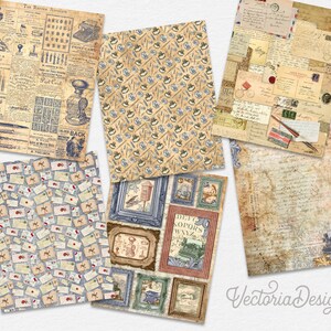 Vintage Mail Paper Pack Digital Paper Pack Mail Printable Paper Pack ...