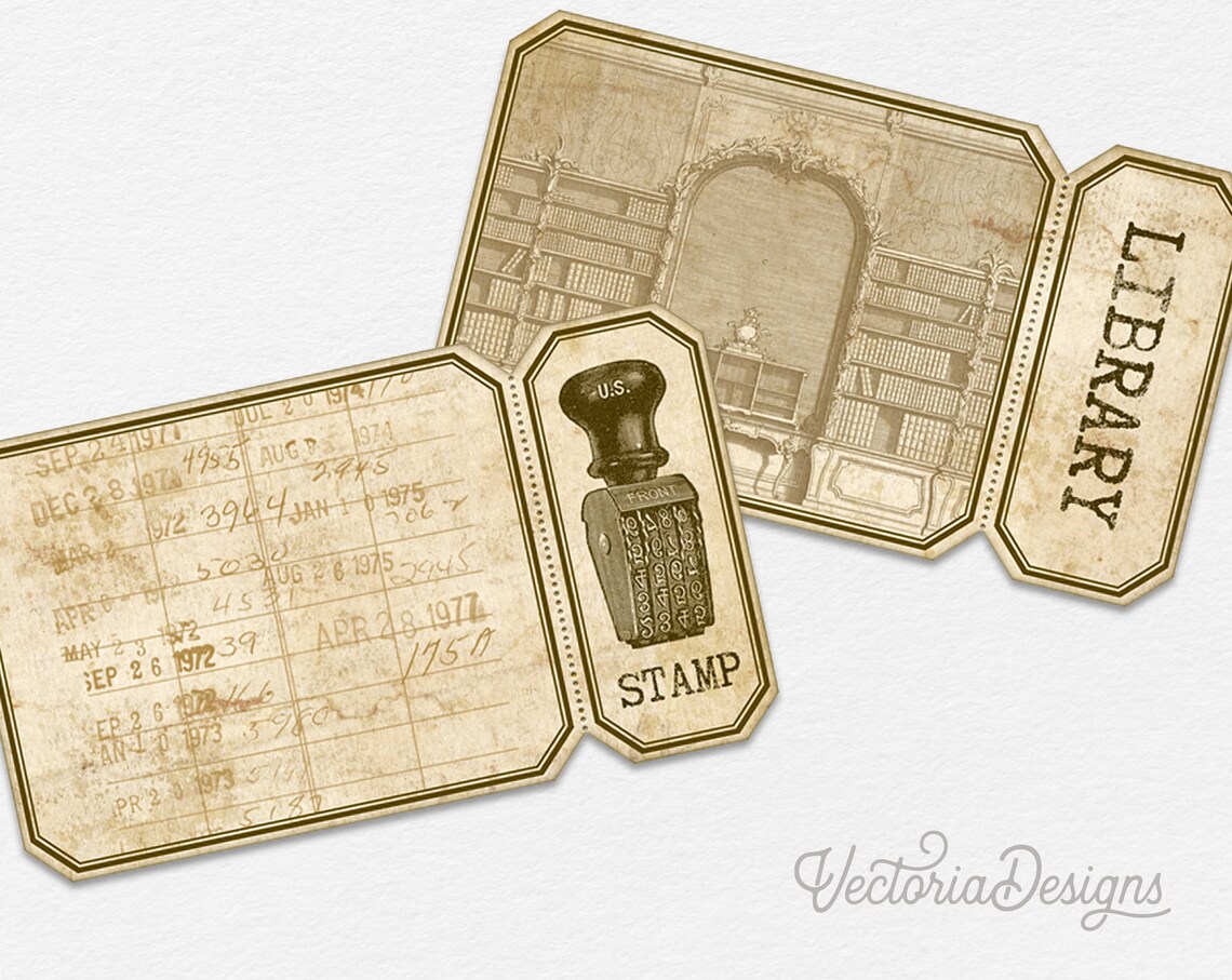 Library Tickets Digital Junk Journal Printable Ephemera - Etsy