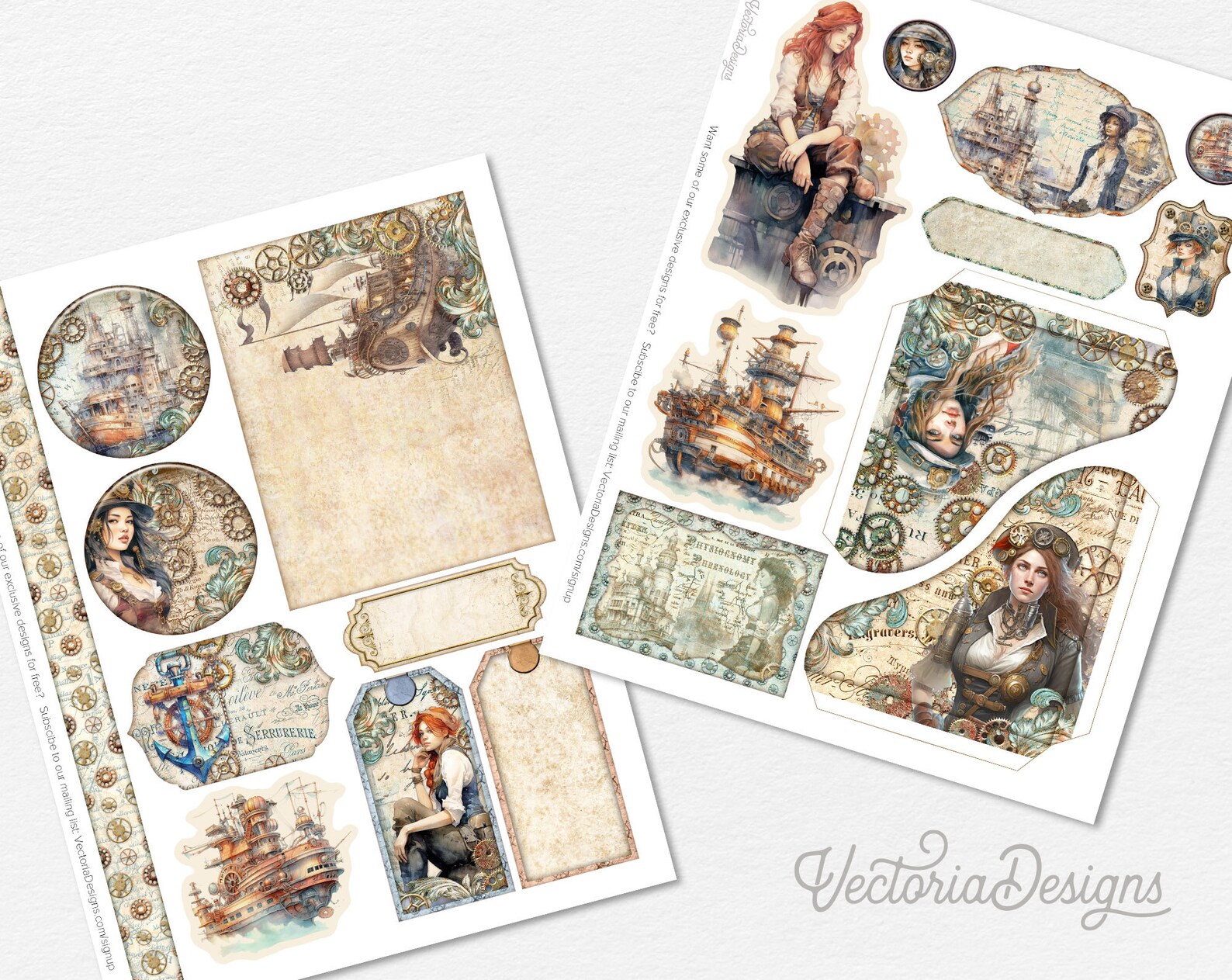 Steampunk Boats Junk Journal Kit ADD-ON, Printable Junk Journal Pages ...
