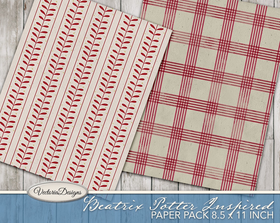 Beatrix Potter Inspired Paper Pack 8.5 X 11 Inch , Printable Paper Pack ...