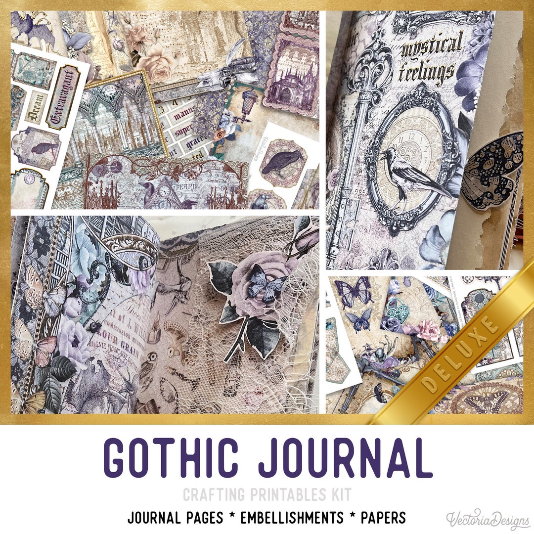 Gothic Journal Crafting Printables Kit DELUXE, Gothic Junk Journal ...