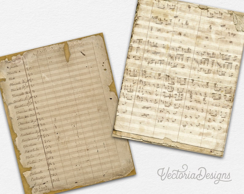 Digital Paper Shabby Sheet Music Papers Scrapbook Paper - Etsy UK