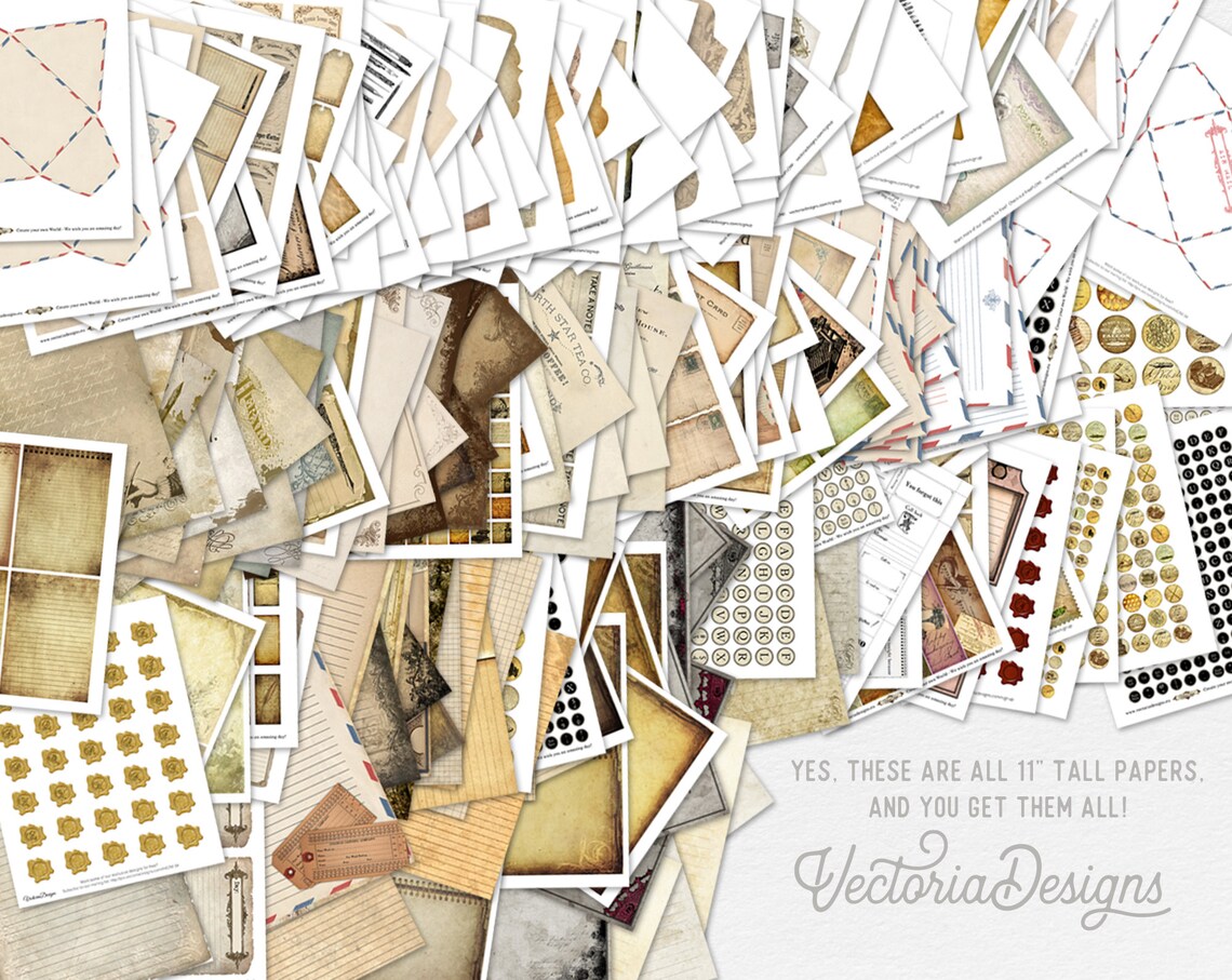 Writing Mega Crafting Bundle, Envelope Digital Kits, Letter Writing ...