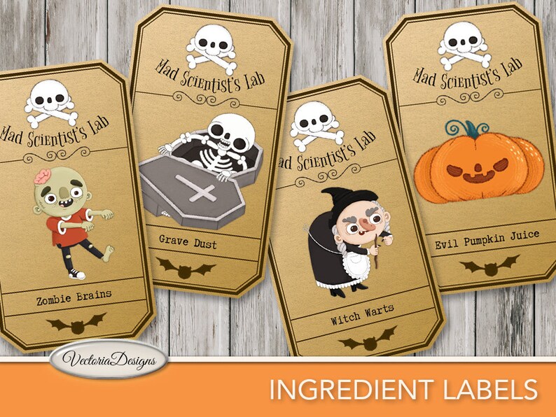 Mad Scientist Halloween Labels Printable Apothecary Labels - Etsy