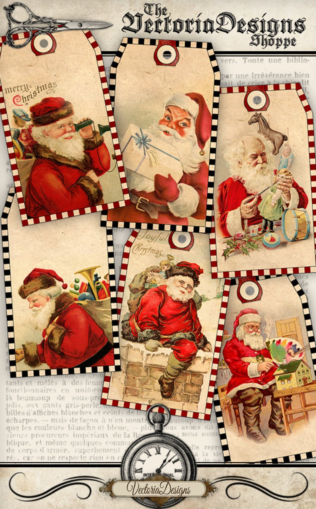 Vintage Christmas Tags, Printable Tags, Digital Christmas Gift Ideas ...
