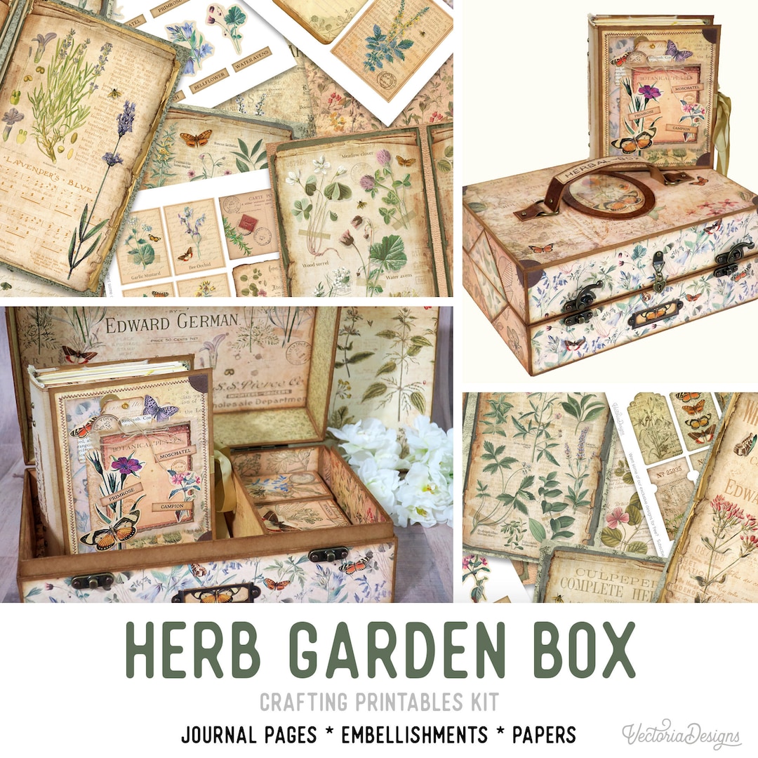 Herb Garden Box Crafting Printable Kit Large, Vintage Style Printables ...