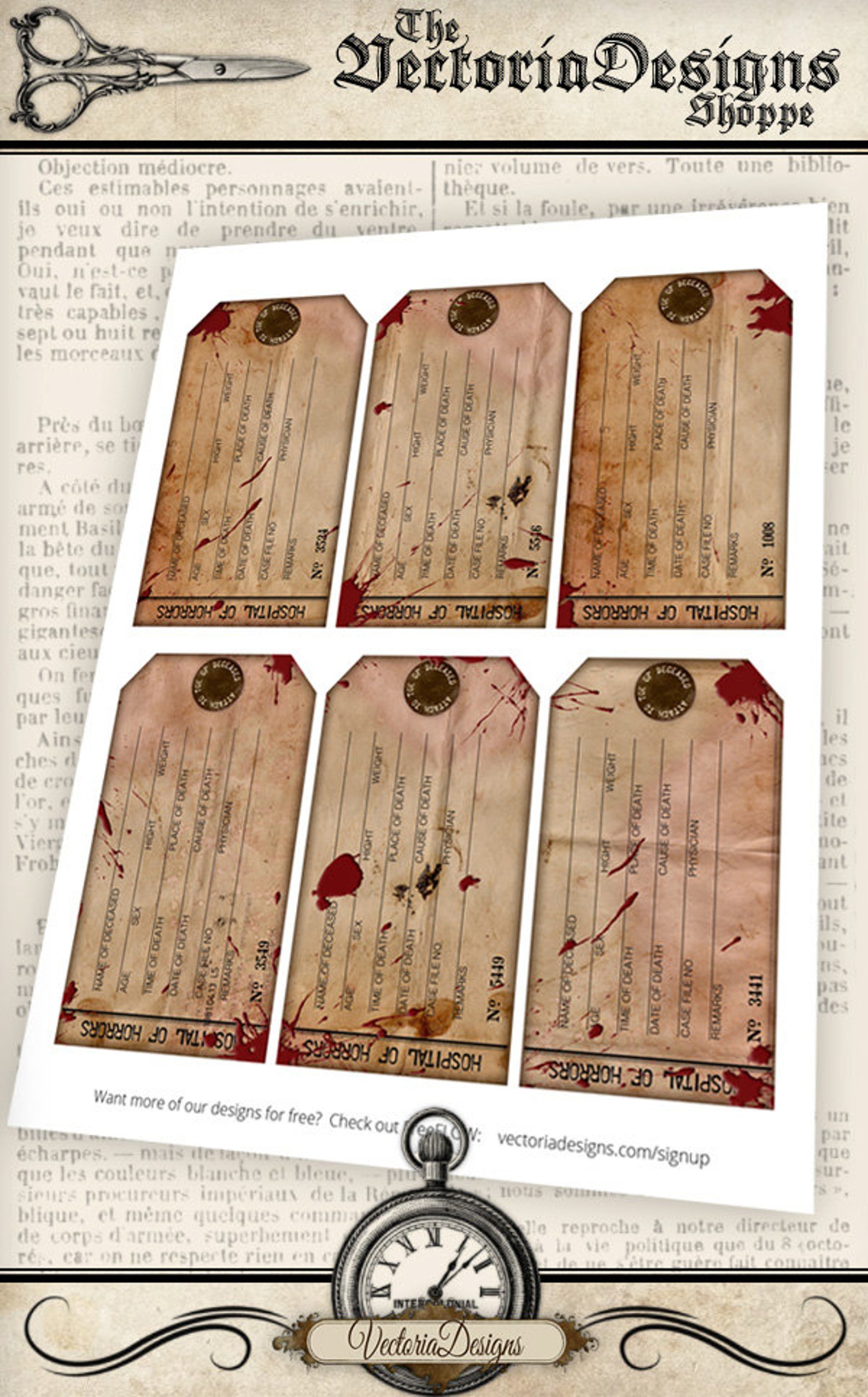 Halloween Toe Tags Printable Decor Horror Props Decoration Paper Craft ...