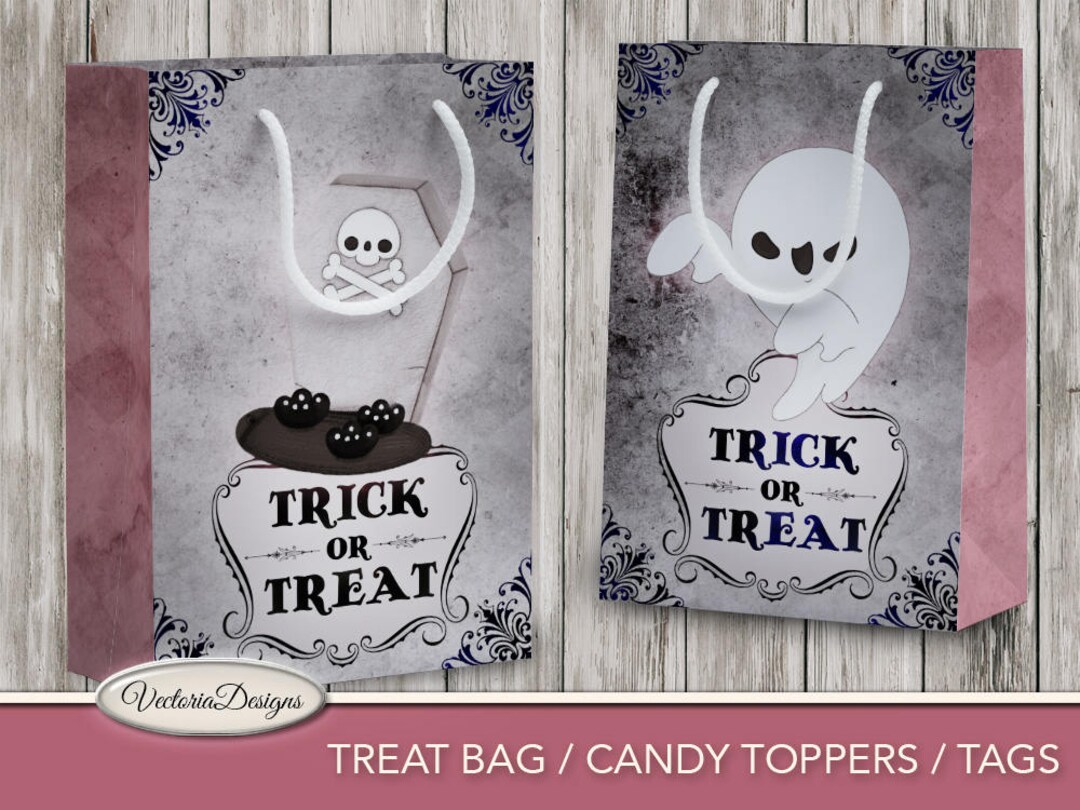 Trick or Treat Printable Ghost Bags for Halloween Celebrations. Candy ...