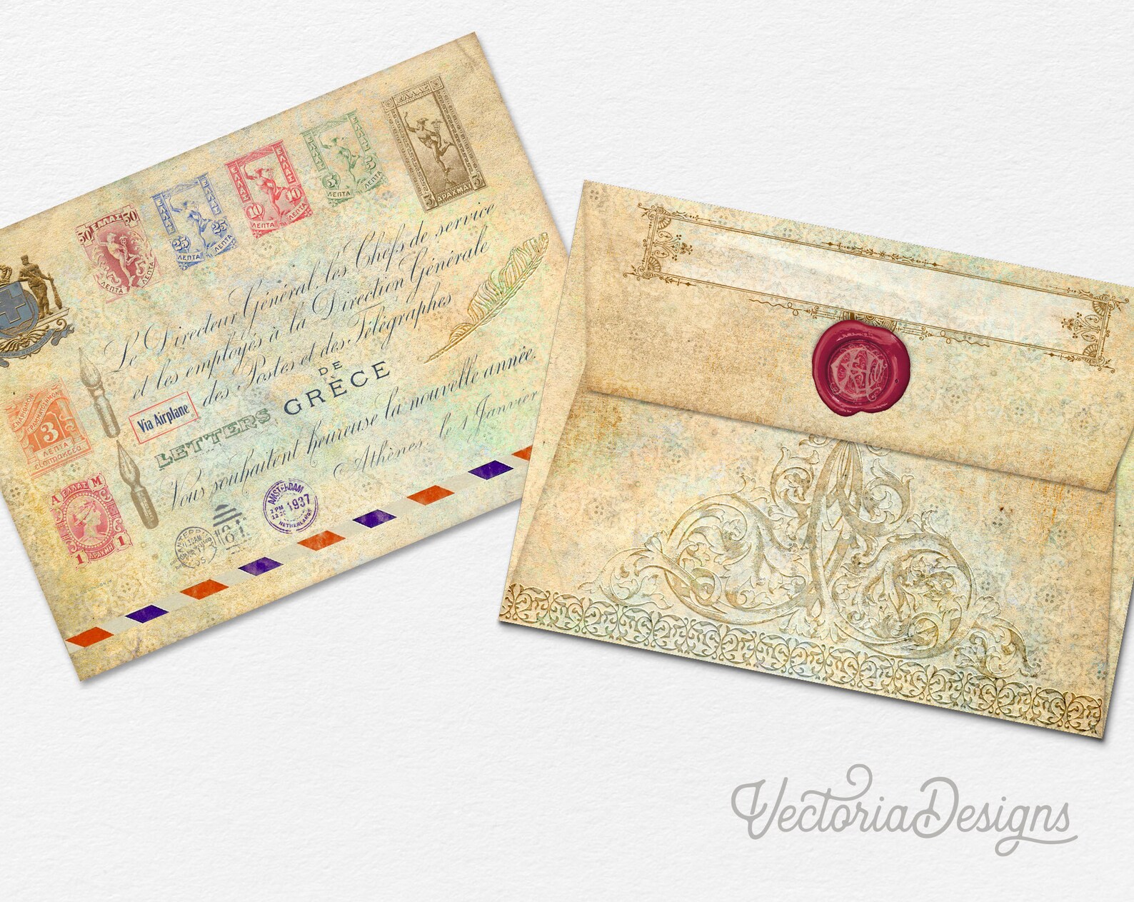 Old Writing Envelopes Printable Envelopes Writing Paper - Etsy