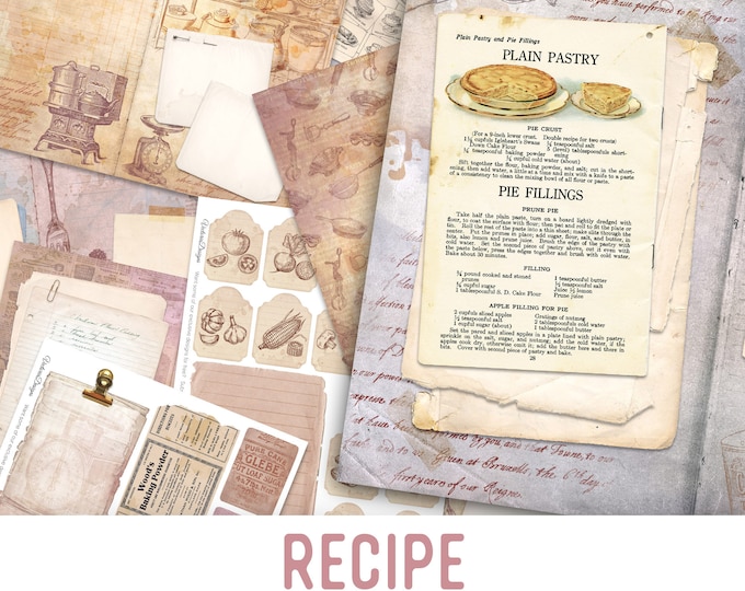 Recipe Junk Journal Kit, Printable Journal Kit, Junk Journal DIY ...