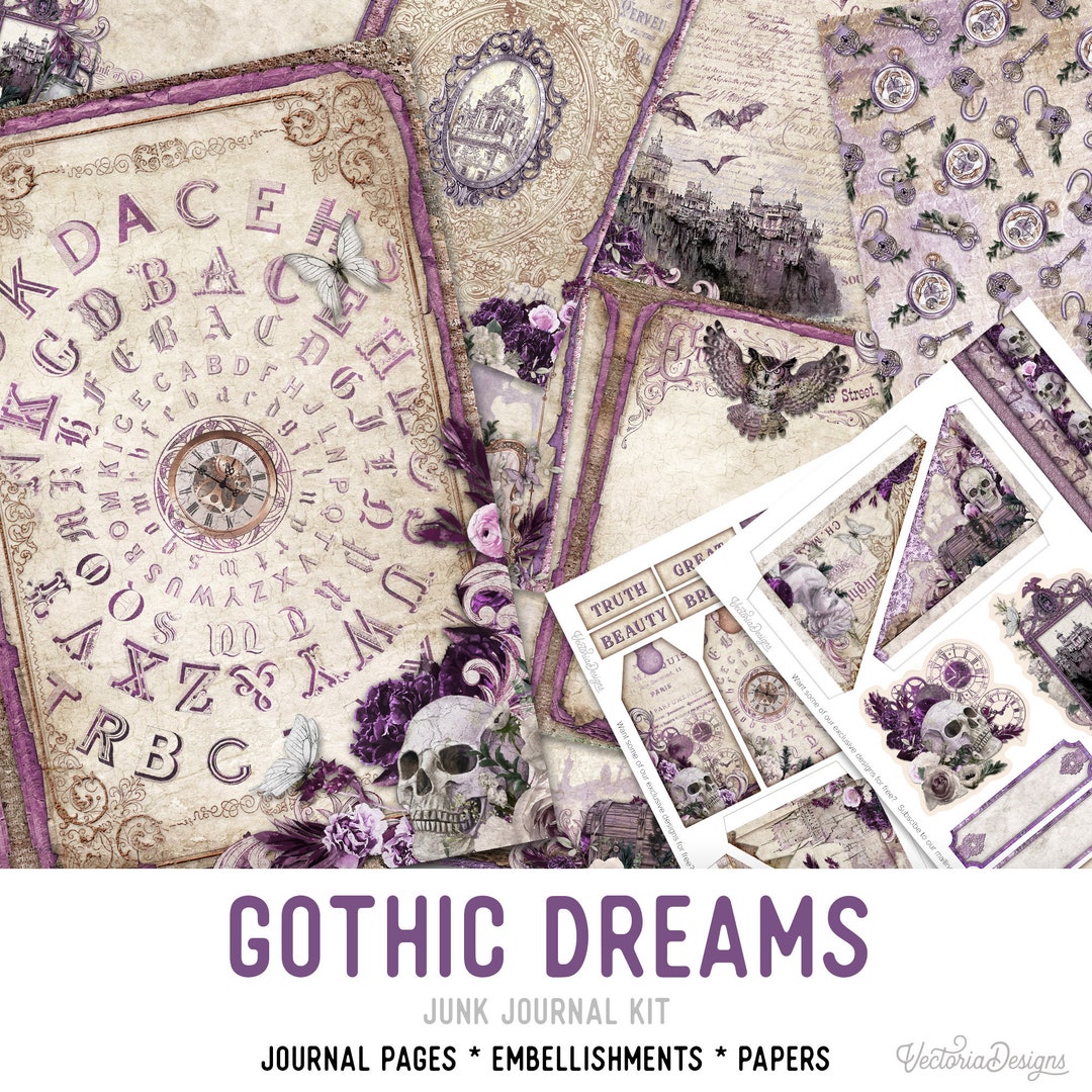 Gothic Junk Journal Kit Gothic Embellishments Gothic Paper Printable ...