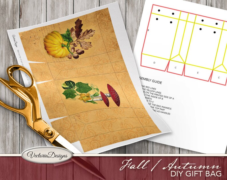Fall Gift Bag Favor Bag Printable Favor Autumn Paper Crafting Diy ...