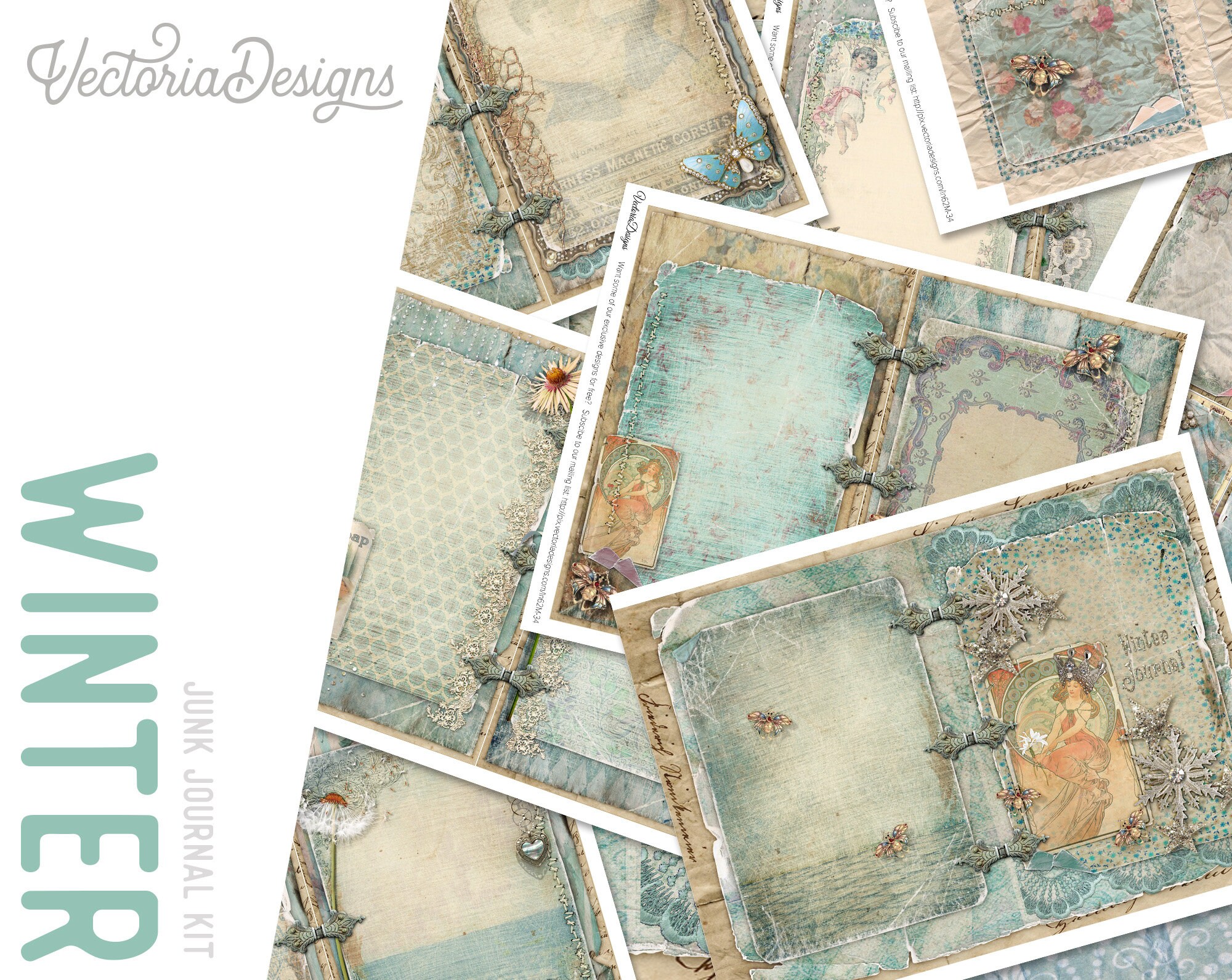 Winter Junk Journal Kit, Printable Journal, Diy Kit, Digital Paper ...