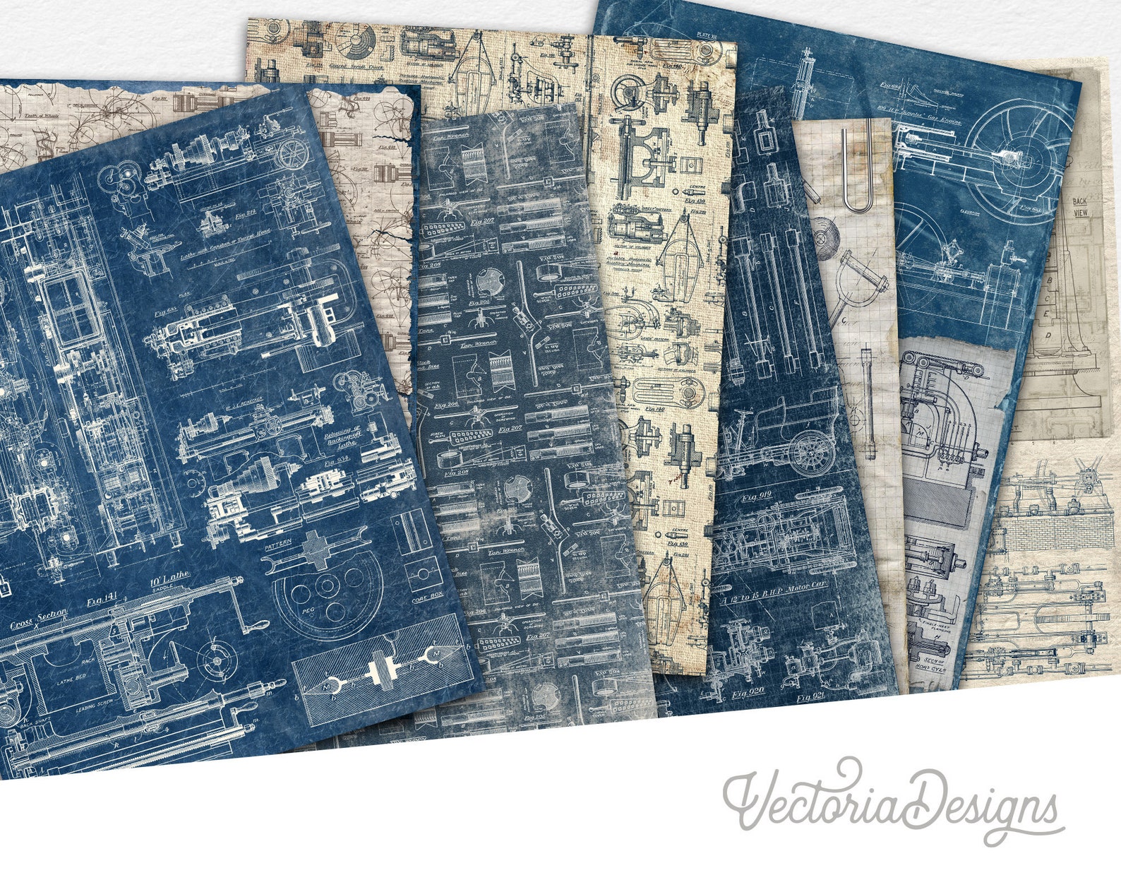 So Much Mechanics Digital Paper Pack, Junk Journal Kit, Ephemera Paper ...