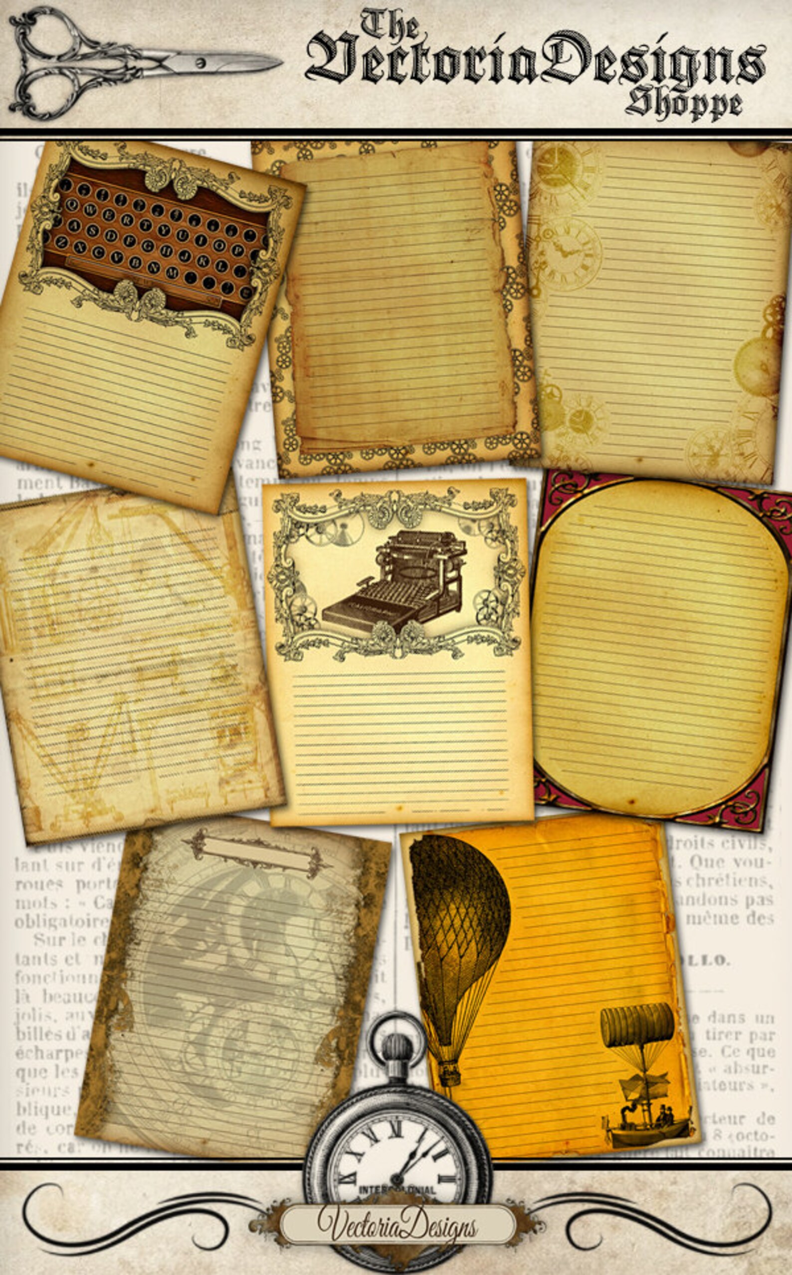 Steampunk Notebook Papers Printable 8.5 X 11 Inch Letter - Etsy