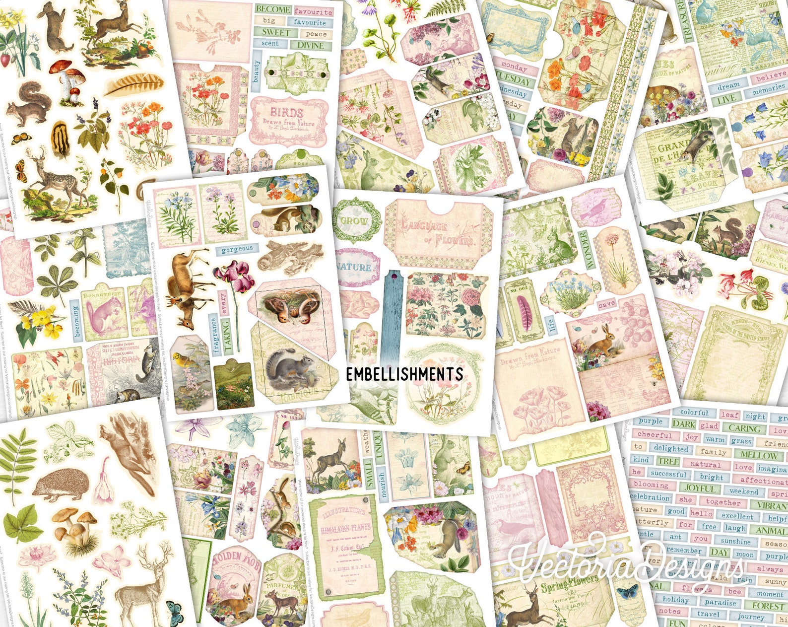 Spring Nature Journal Crafting Printables Kit, Spring Junk Journal ...