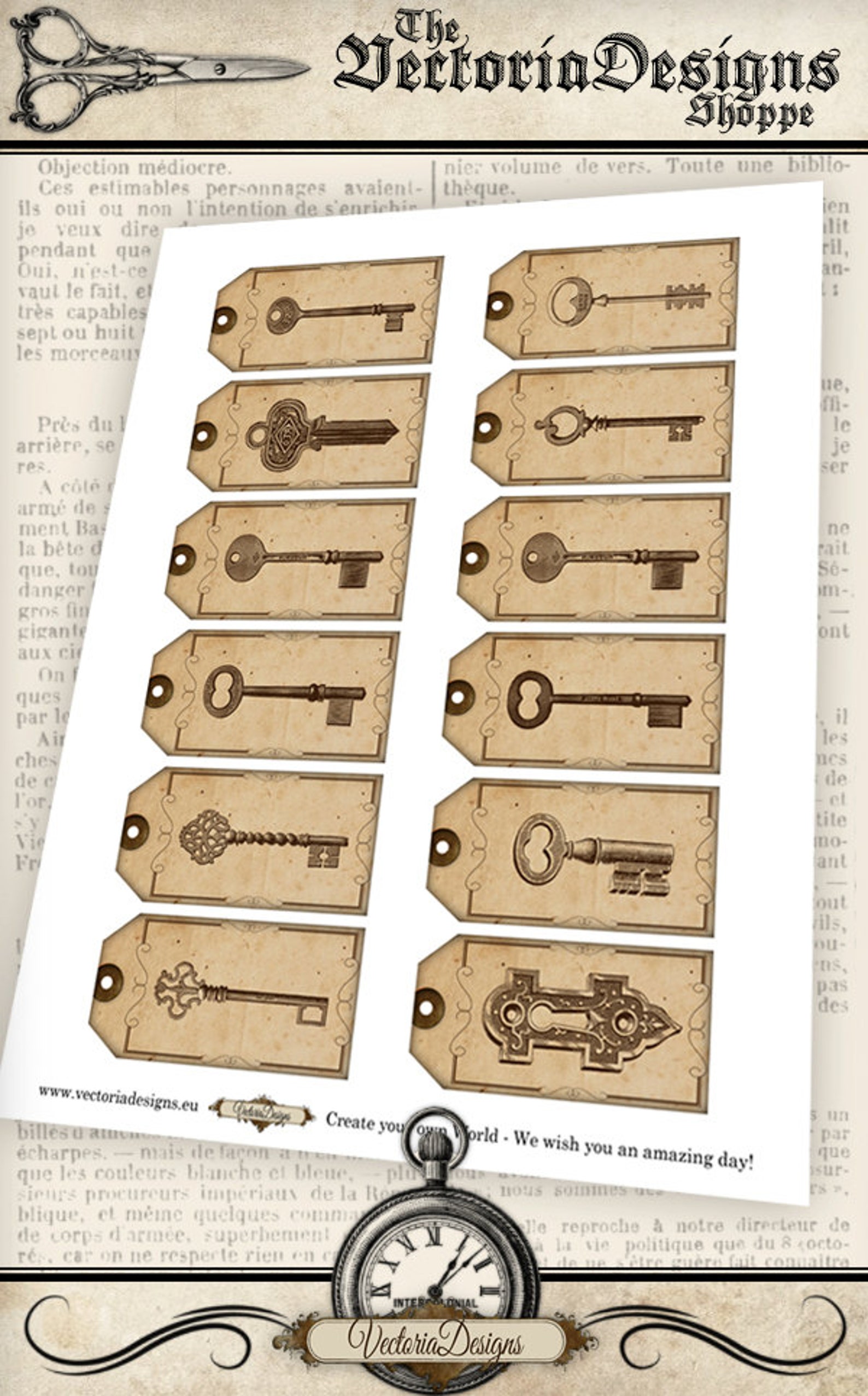 Key Tags Printable Gift Tags Instant Download Digital Collage - Etsy