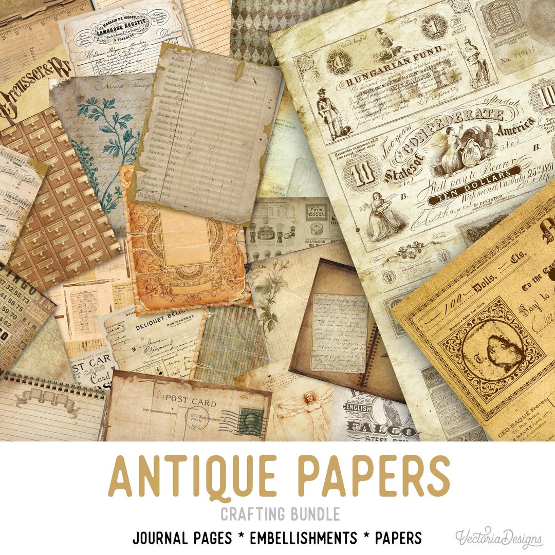 Mega Antique Papers Crafting Bundle, Ephemera Paper Digital, Antique ...