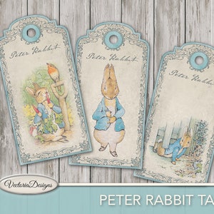 Peter Rabbit Tags, Beatrix Potter Tags, Printable Tags, Peter Rabbit ...