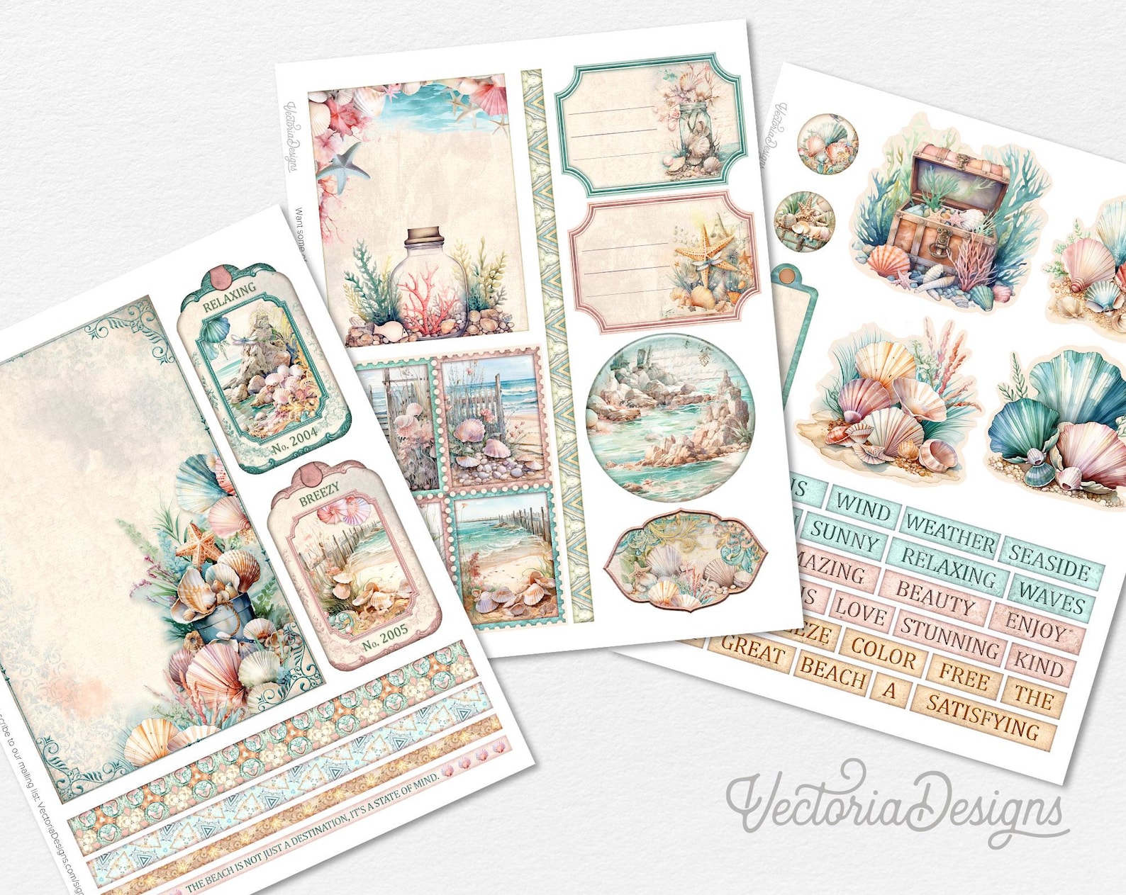 Shells Junk Journal Kit Shells Printable Junk Journal Kit Shells ...