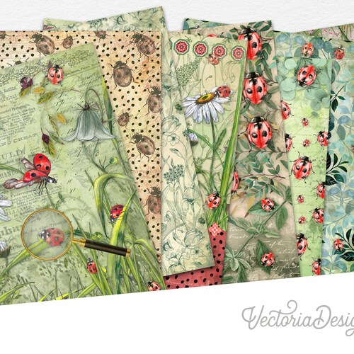 Lucky Ladybugs Paper Pack Printable Paper Pack Digital - Etsy