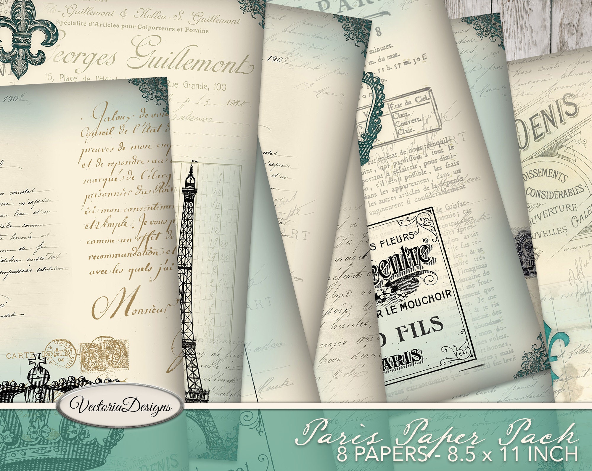 Paris Digital Paper 8.5 x 11 inch paper pack digital paper | Etsy