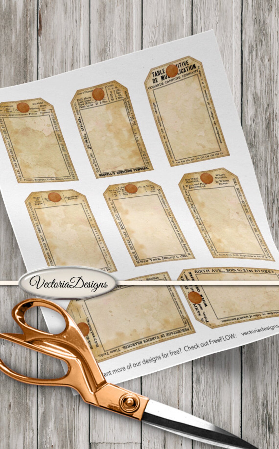 Stitched Ephemera Tags Printable Paper Craft Shabby Art Hobby - Etsy Canada