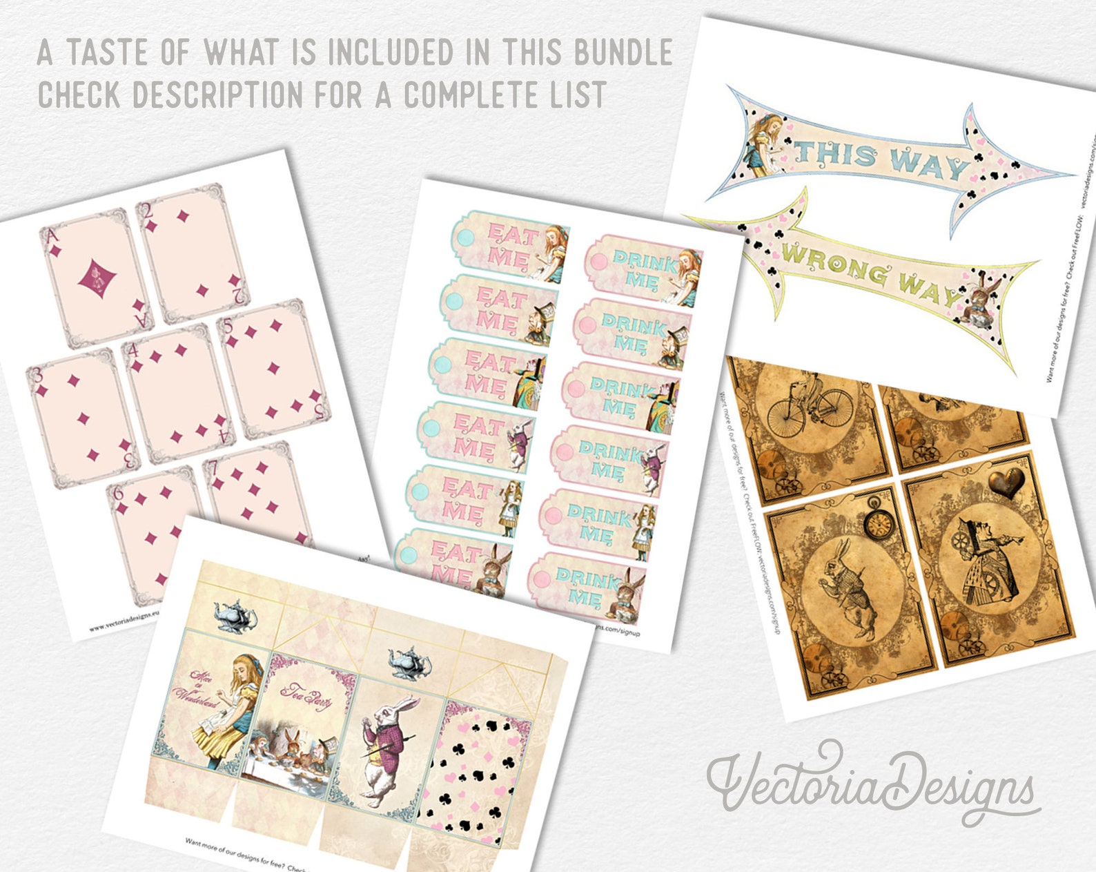 Alice in Wonderland Mega Crafting Bundle Printable Crafting | Etsy