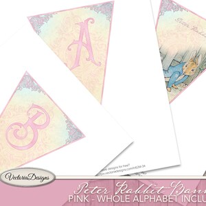 Peter Rabbit Banner Pink Printable Bunting Beatrix Potter Baby Shower ...